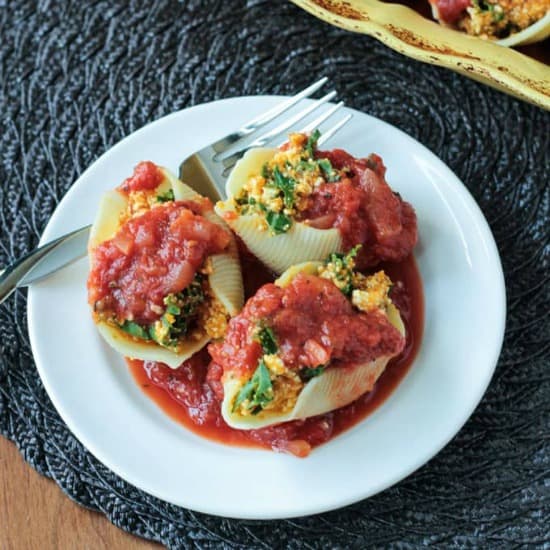 Pumpkin and Kale Vegan Stuffed Shells - Veggie Inspired
