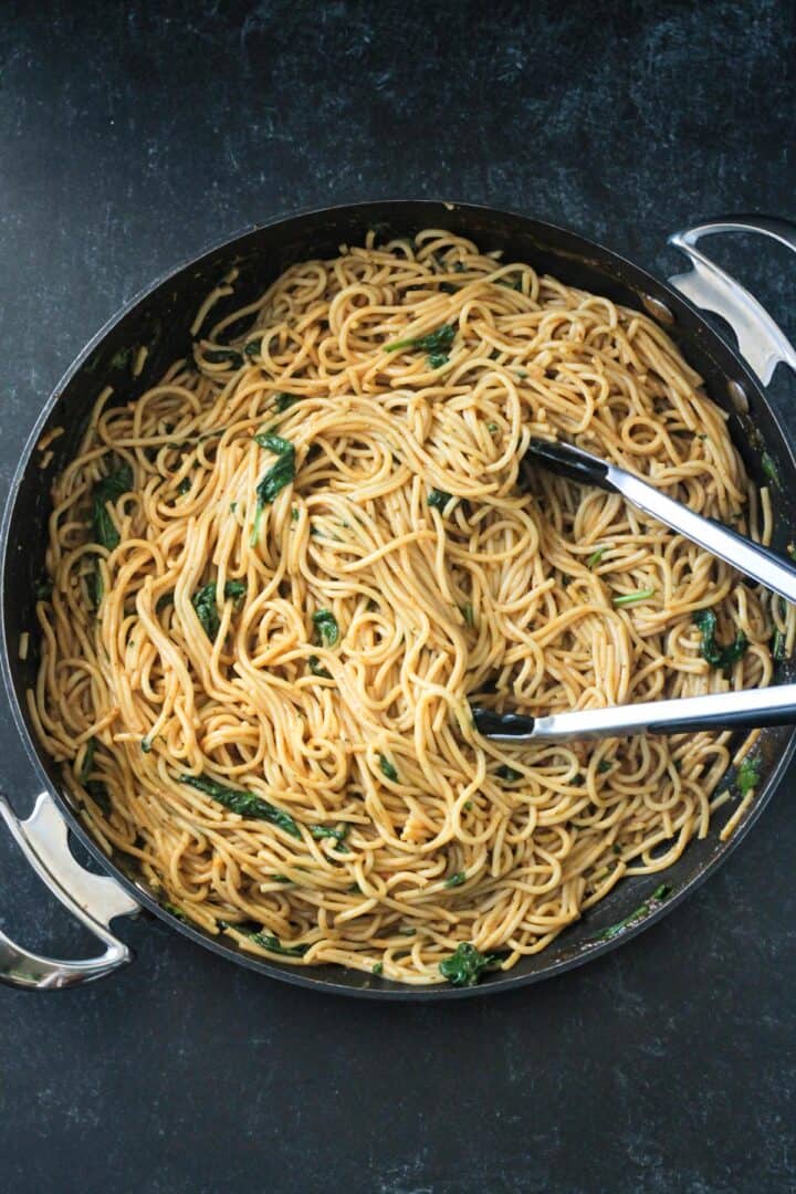 Spaghetti with Spinach and Cranberries - Veggie Inspired