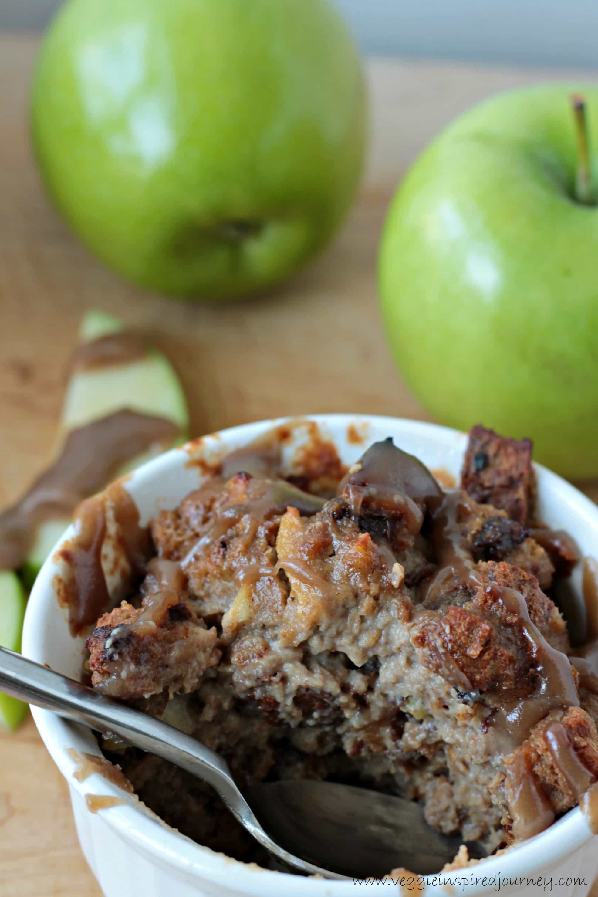 Apple Cinnamon Bread Pudding w/ Salted Caramel ~ Veggie Inspired