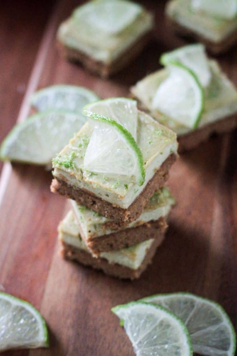 Vegan Lime Bars with Pistachio Crust - No Food Coloring!
