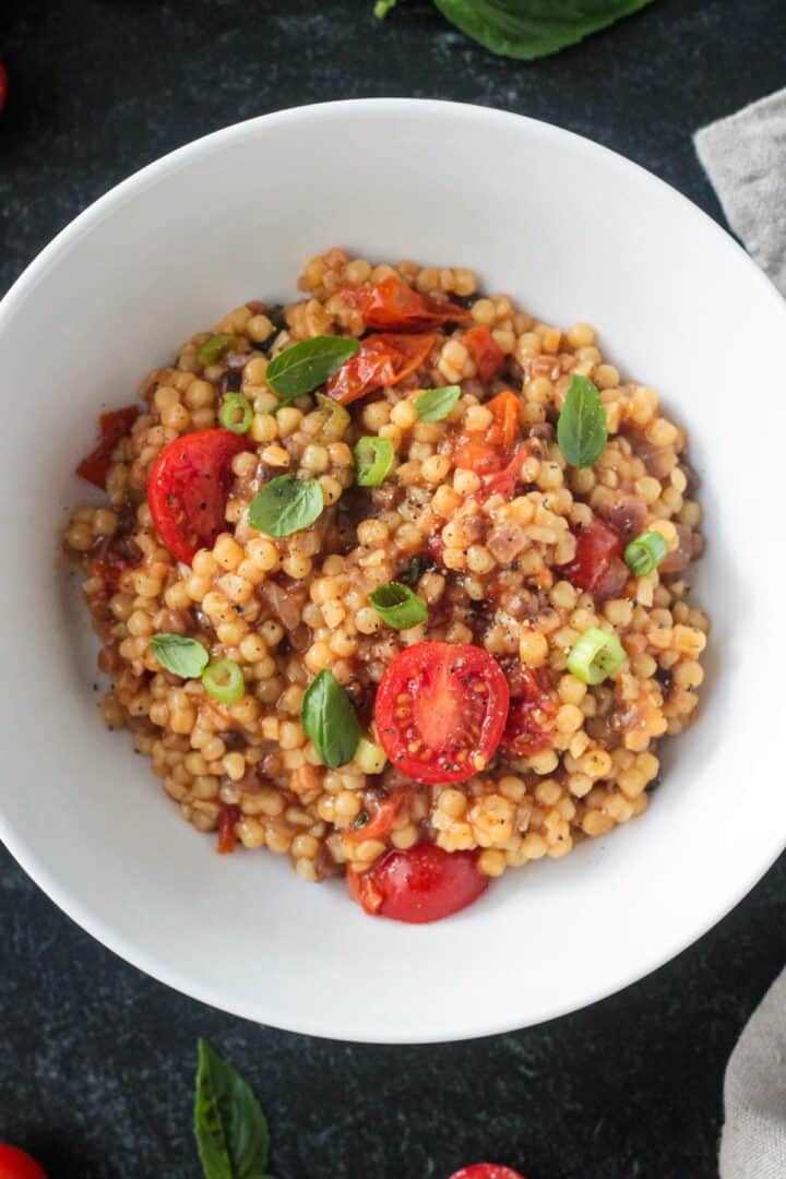 Fresh Tomato Basil Pasta Fregola - Veggie Inspired