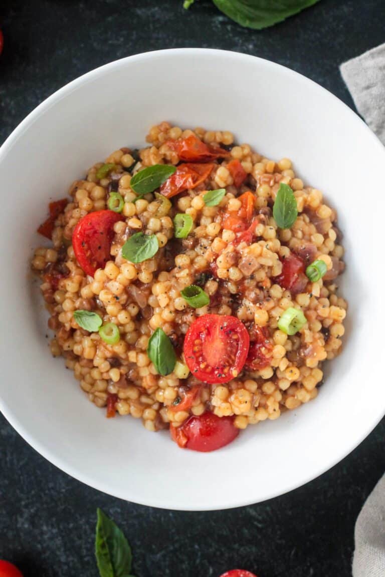 Fresh Tomato Basil Pasta Fregola - Veggie Inspired