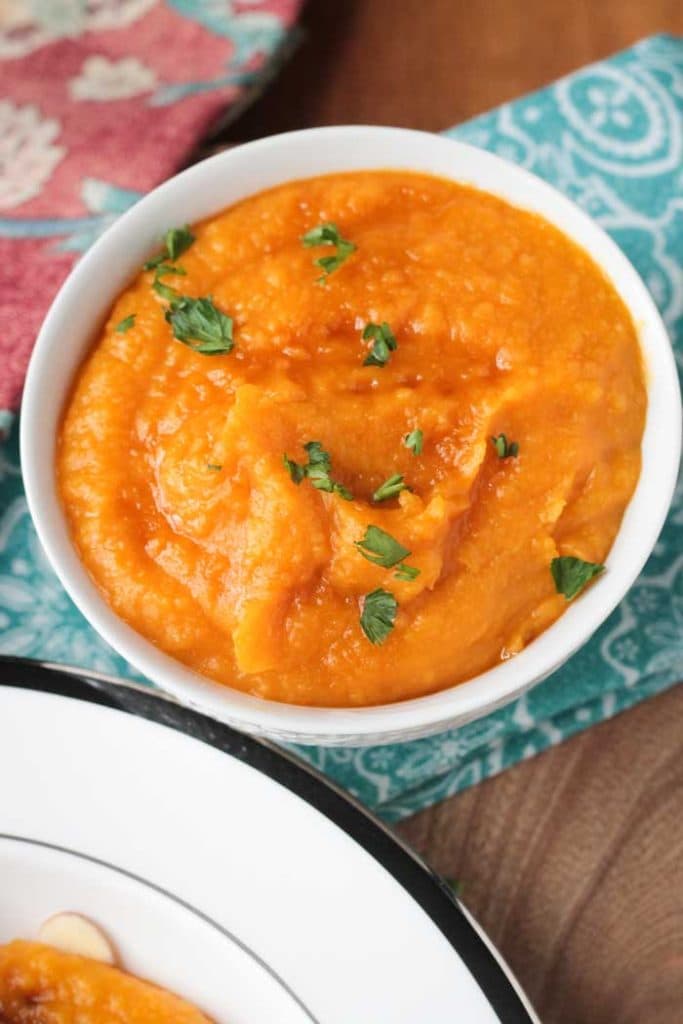 Butternut White Bean Purée w/ Brussels Sprouts ~ Veggie Inspired