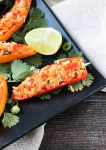 Spicy Peanut Rice Stuffed Mini Peppers - Veggie Inspired