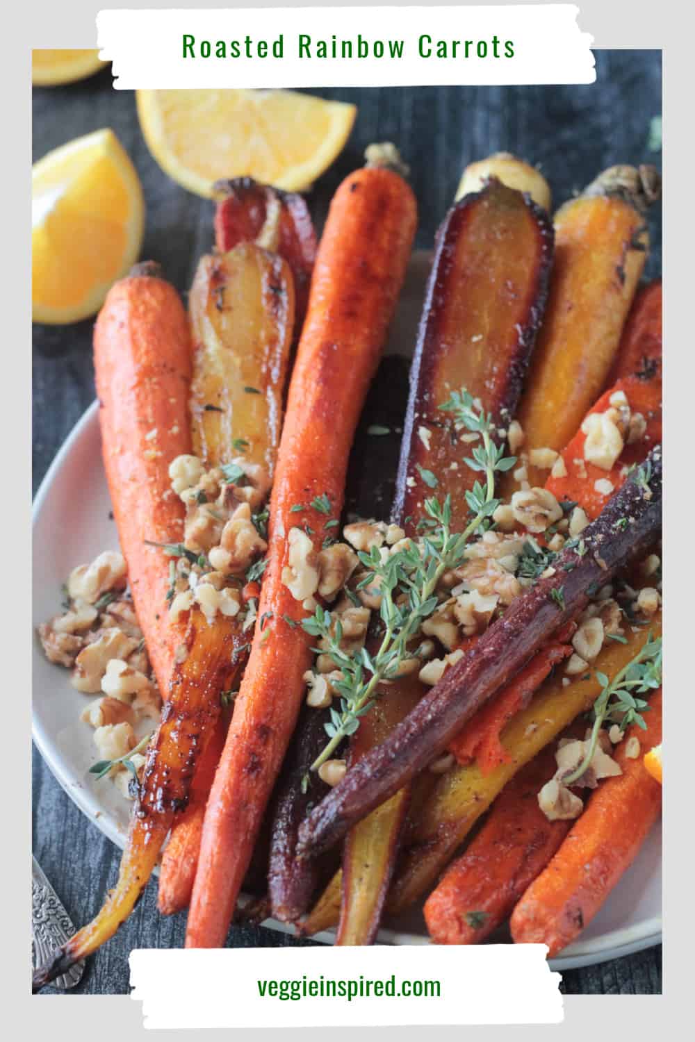 Oven Roasted Rainbow Carrots with Orange and Thyme ~ Veggie Inspired