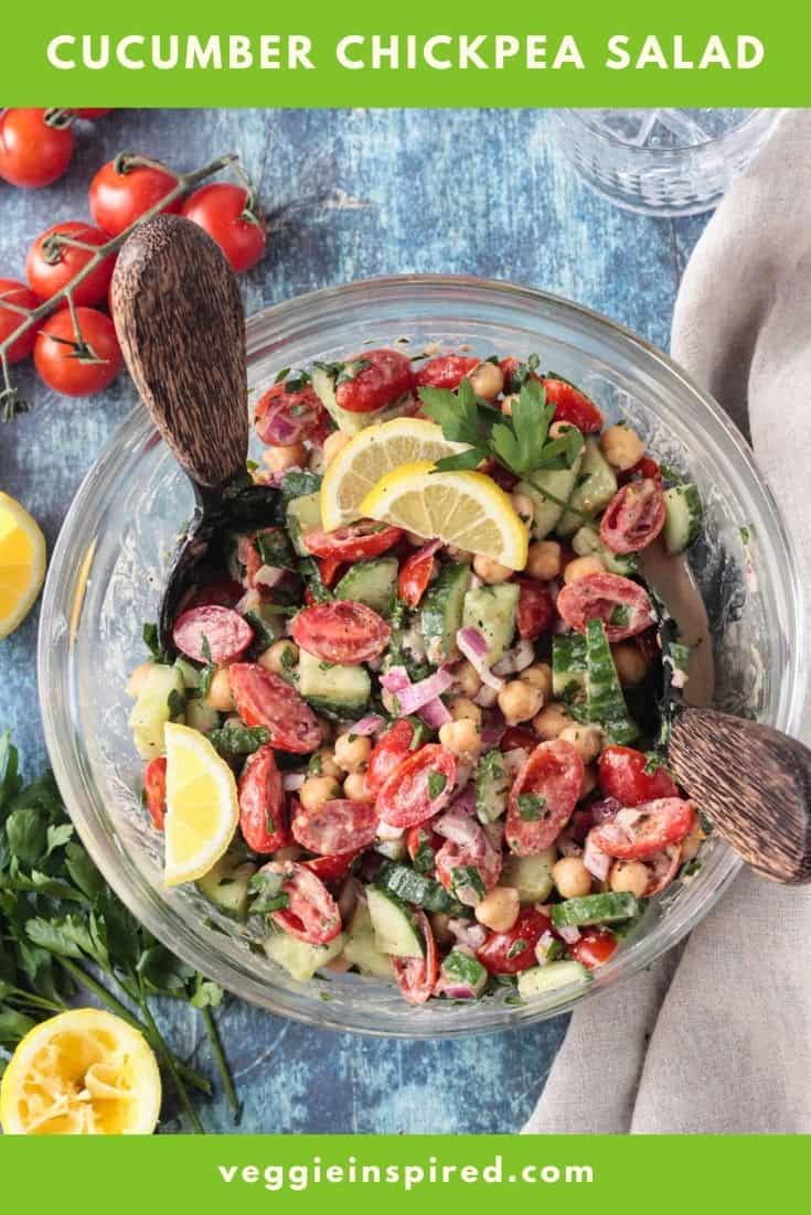 Cucumber Chickpea Salad with Balsamic Tahini Dressing