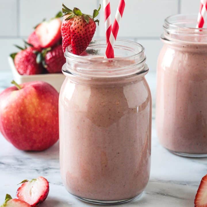 Strawberry Apple Smoothie with Dates and Cashews