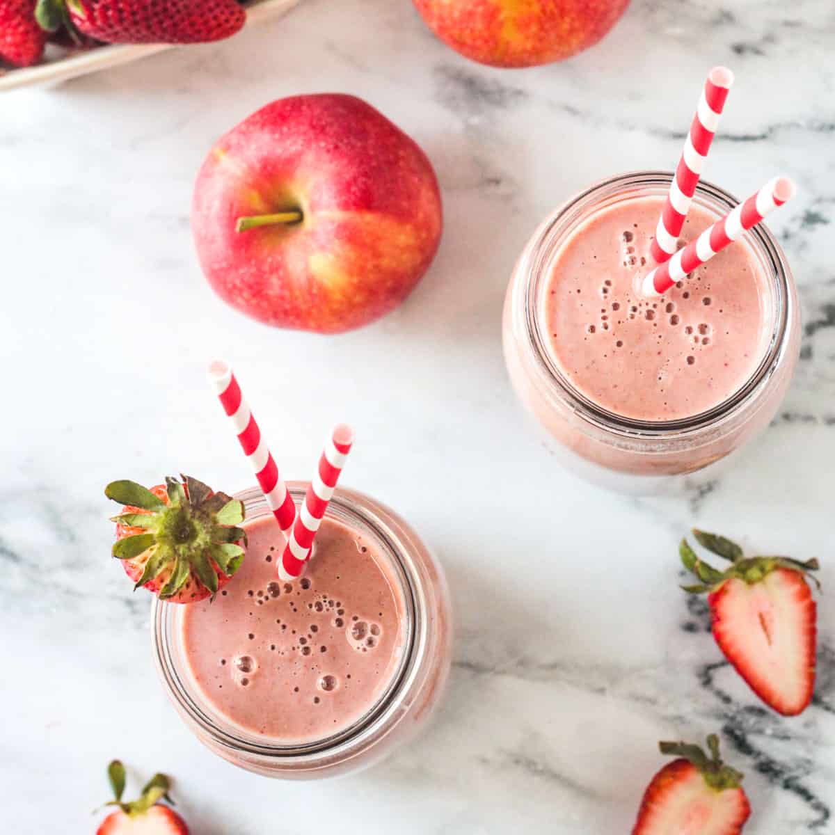 Strawberry Apple Smoothie with Dates and Cashews