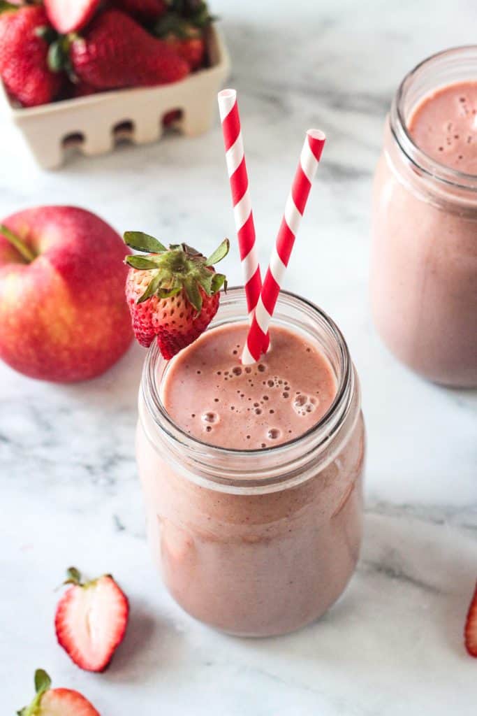 Strawberry Apple Smoothie with Dates and Cashews