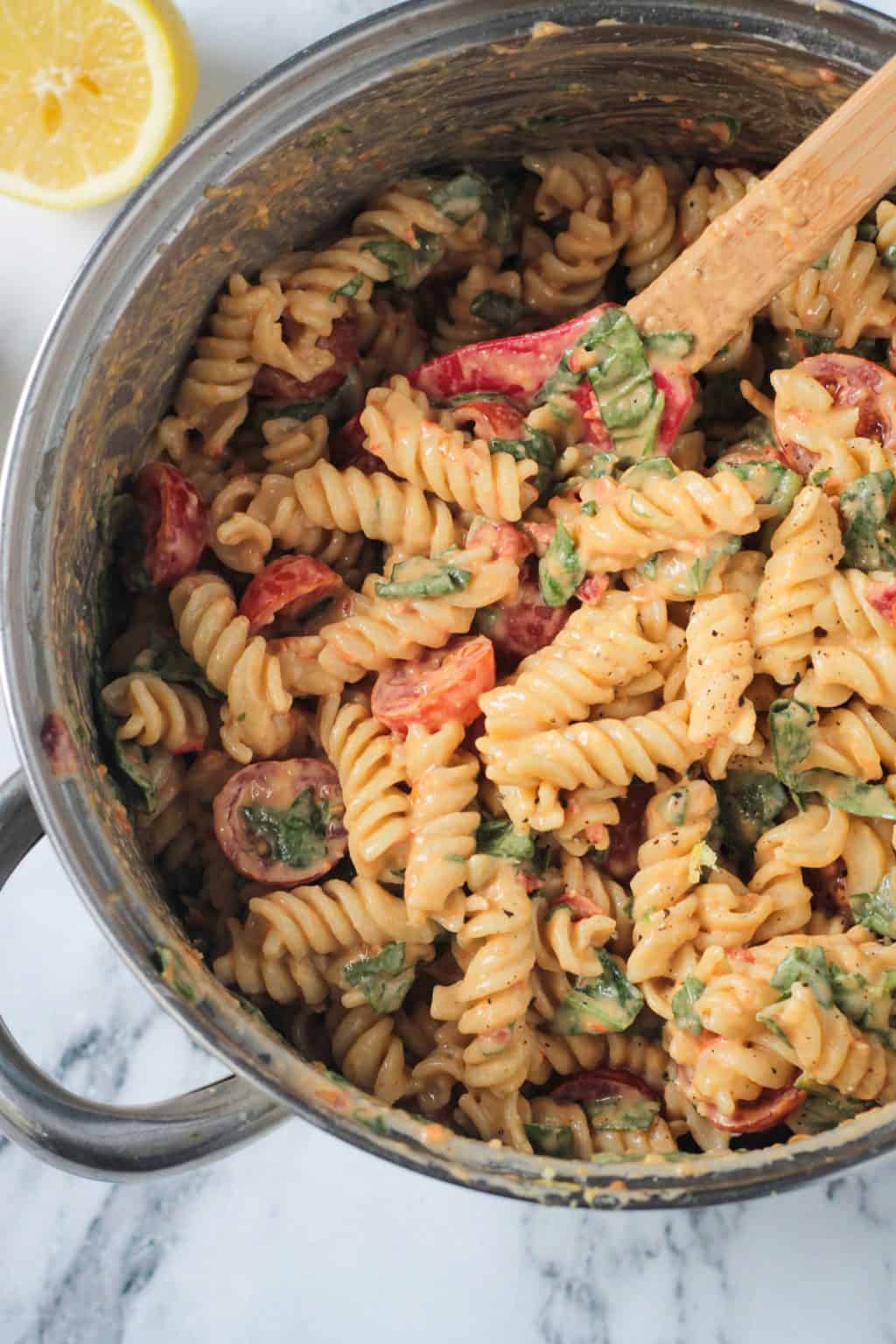 Quick and Easy Hummus Pasta (One Pot!) ~ Veggie Inspired