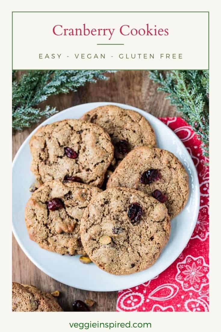 Vegan Cranberry Cookies (Gluten Free, Oil Free!) ~ Veggie Inspired