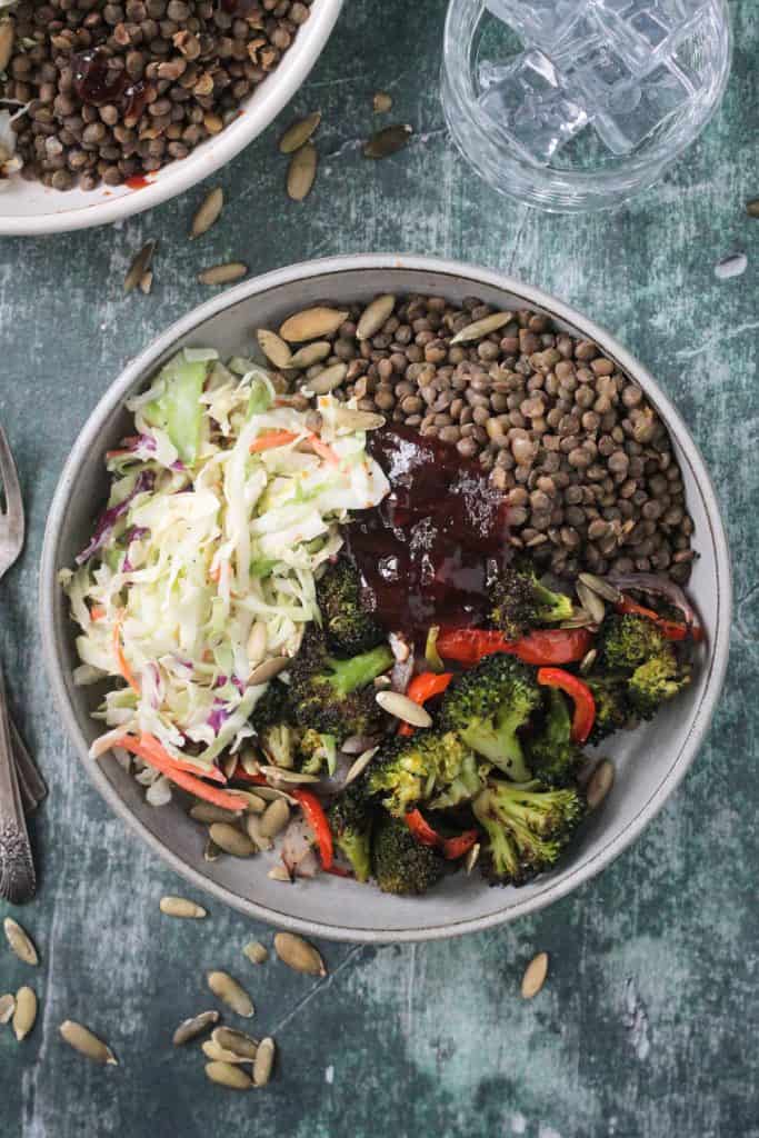 Vegan BBQ Lentil Power Bowls