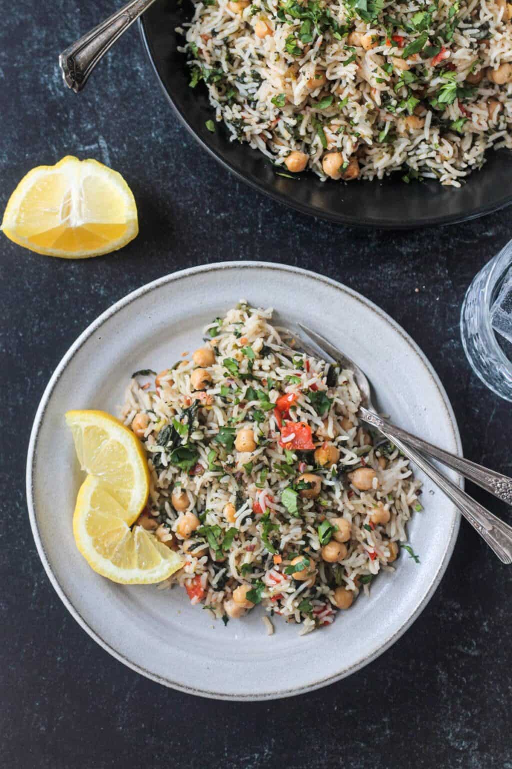 Instant Pot Spinach Rice and Chickpeas ~ Veggie Inspired