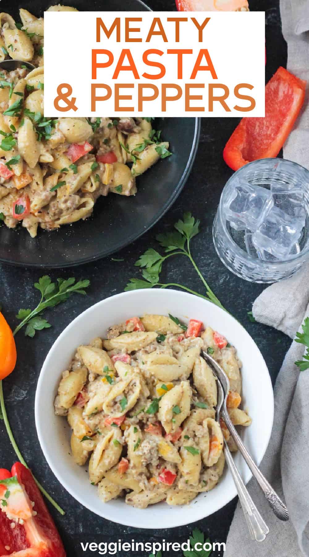 Creamy Vegan "Beef" Pasta with Peppers - Veggie Inspired