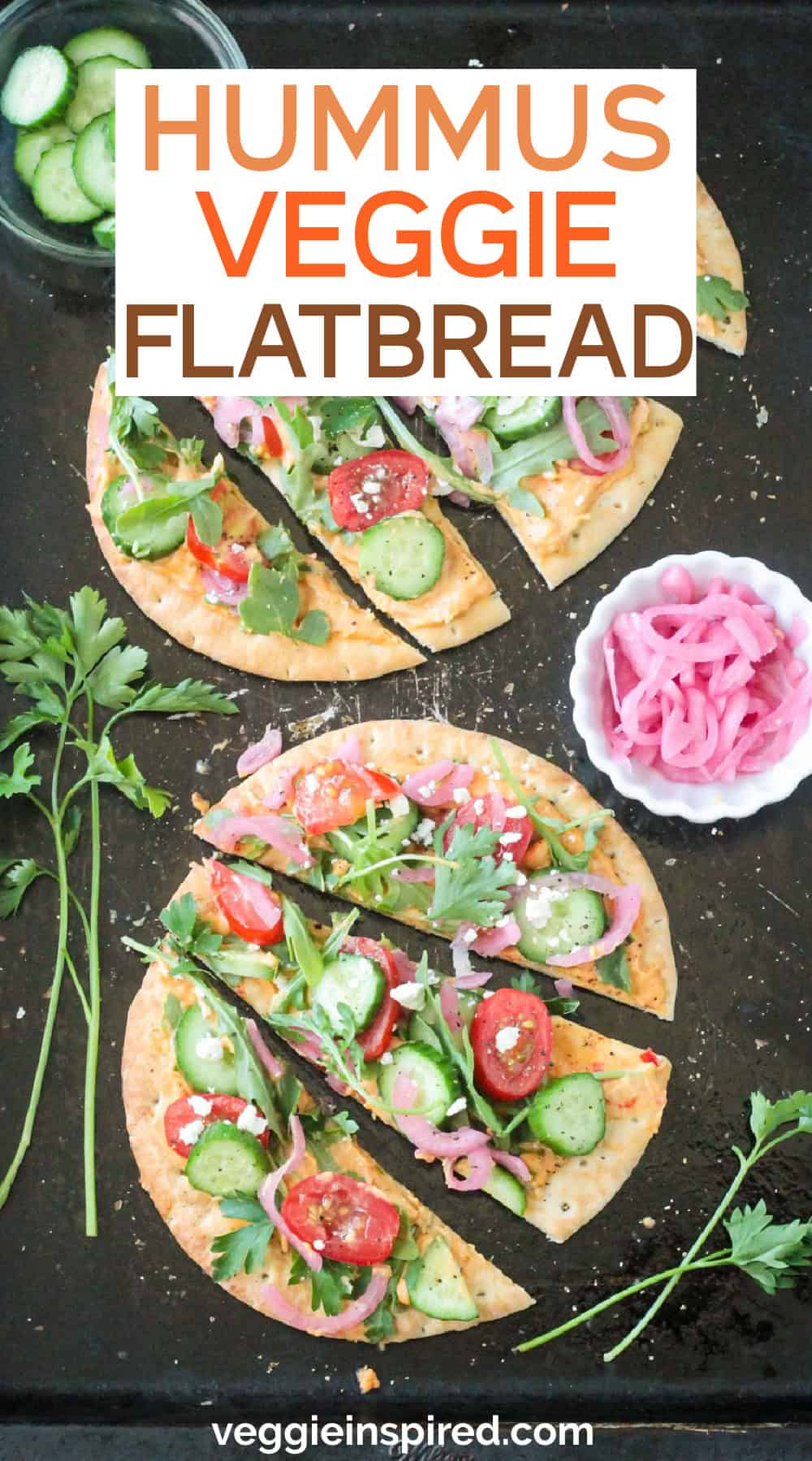 Mediterranean Hummus Veggie Flatbread (with Store-Bought Flatbread) - Veggie Inspired